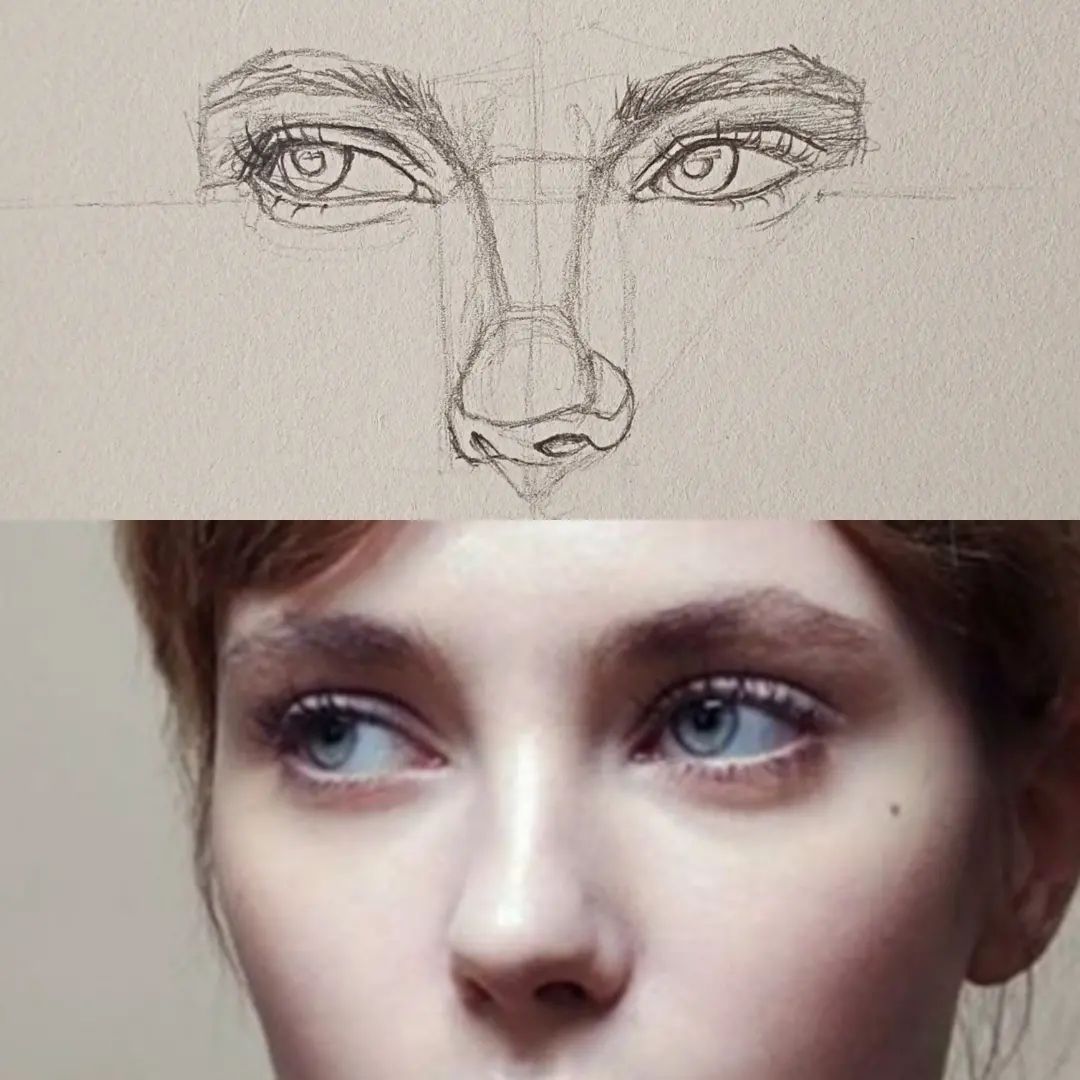 hamed.elshal@instagram on Pinno: How to draw the eye with the nose. The ...
