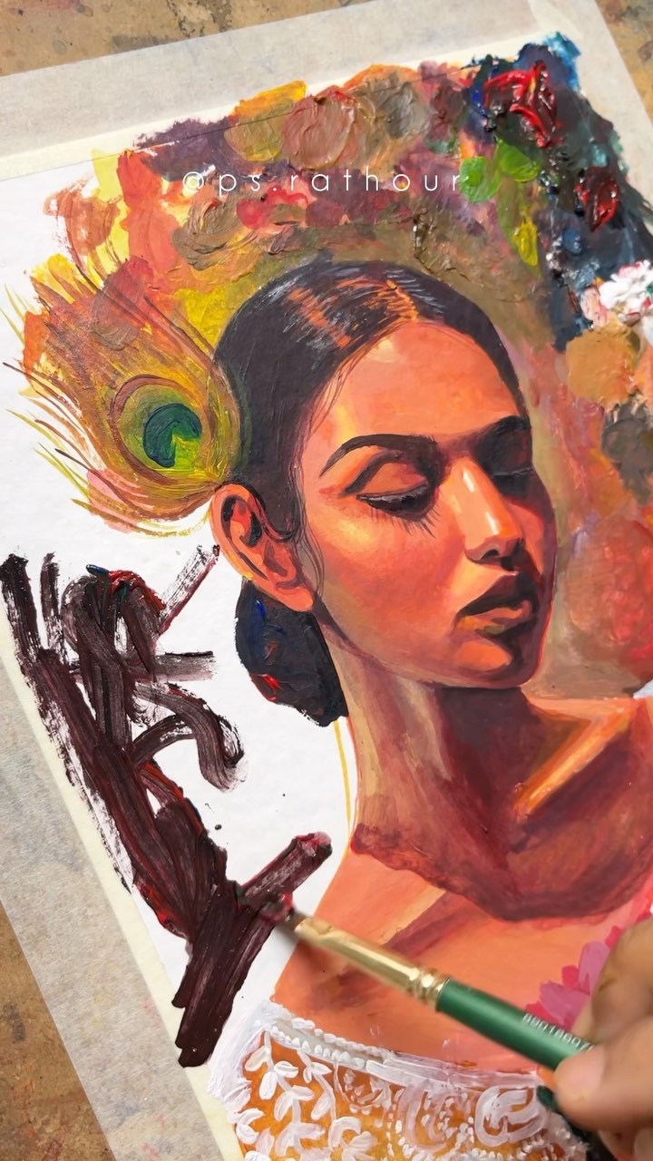 ps.rathour@instagram on Pinno: Freehand Acrylics Painting with just 05 ...
